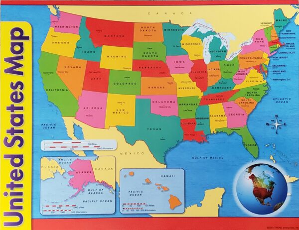 United States Map Learning Chart, 17" x 22" – Jerrol's