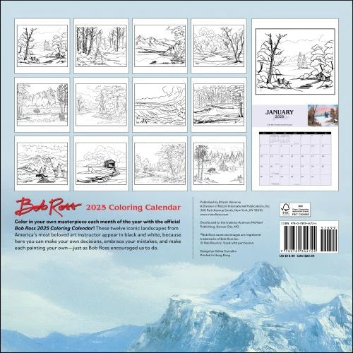 BOB ROSS 2025 COLORING WALL CALENDAR – Jerrol's