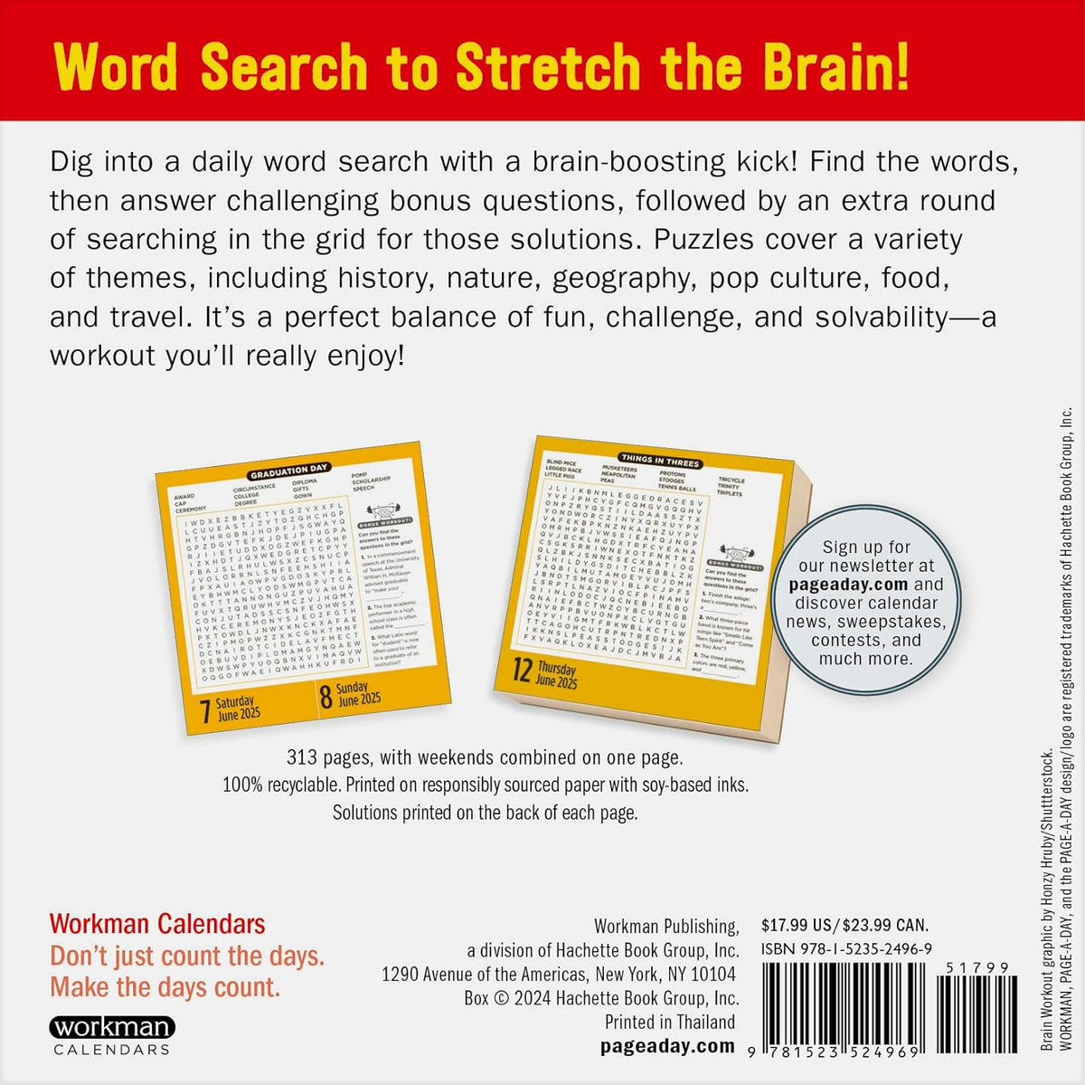 BRAIN WORKOUT WORD SEARCH PAGE-A-DAY CALENDAR 2025 - WORKMAN CALENDARS ...