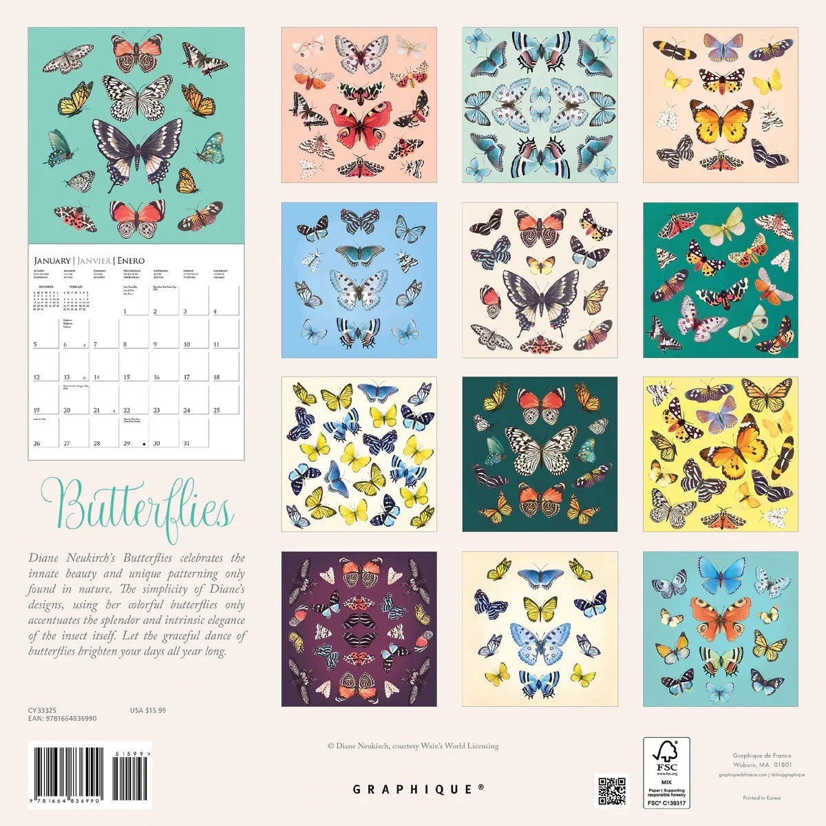 2025 BUTTERFLIES WALL CALENDAR – Jerrol's